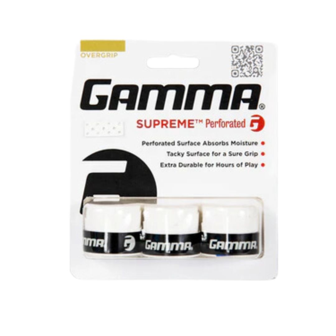 Gamma Supreme Perforated Overgrip White – Racquet Center